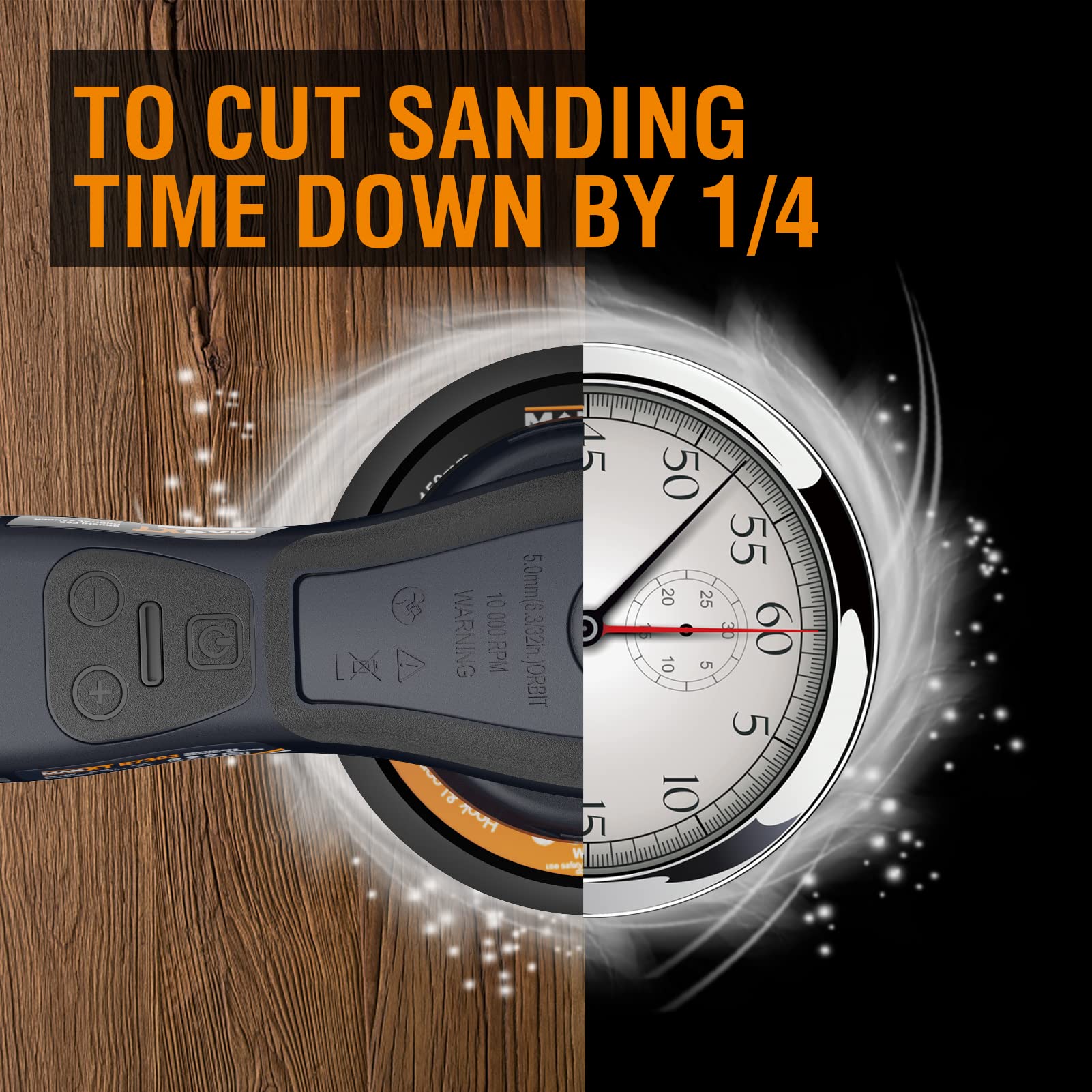 MAXXT Electric 5mm Random Orbital Sander, Palm Sander with Brushless Motor, 5&6Inch Sanding Pads, Central Vacuum, Sanders for Woodworking, Primary Wood and Panel Processing