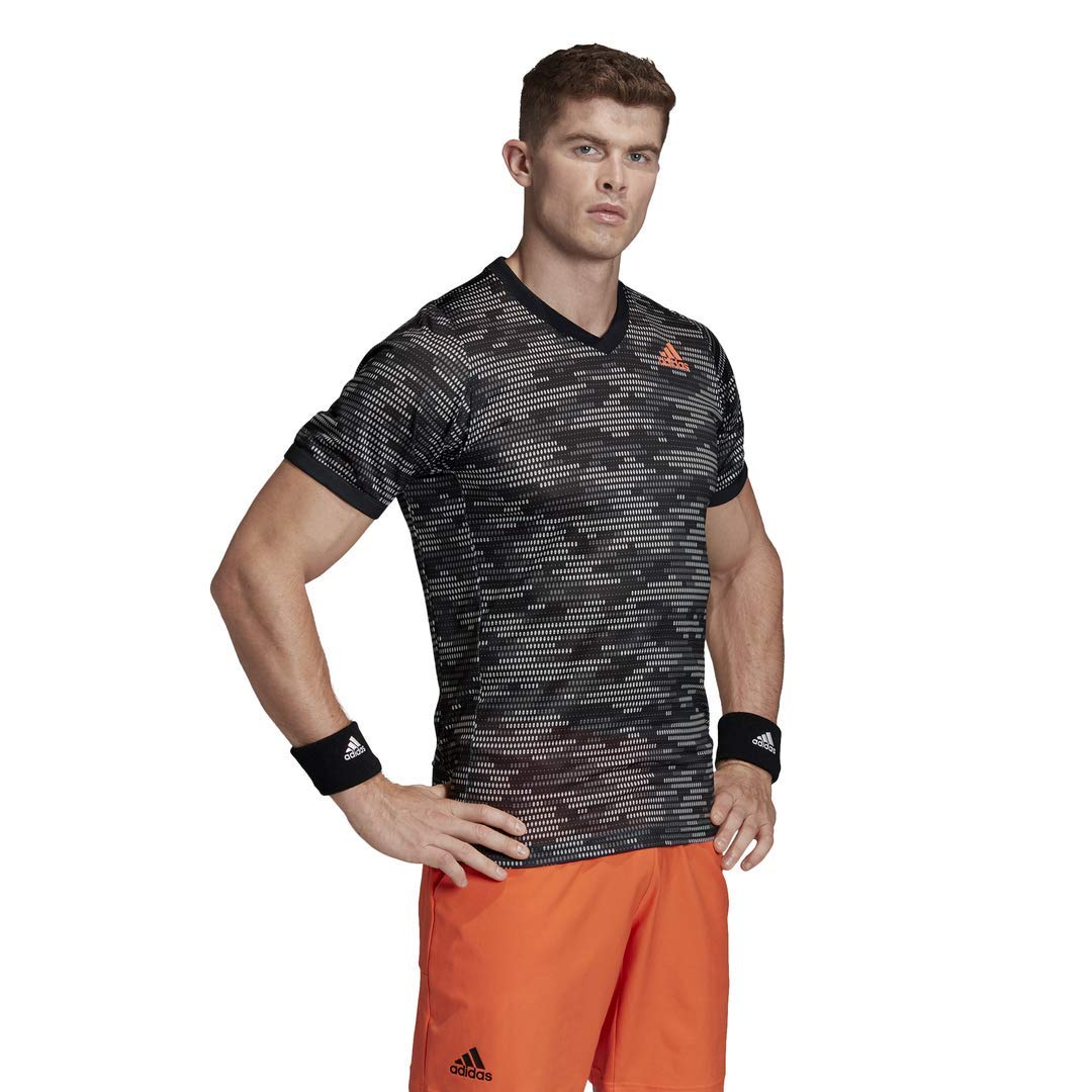 adidas Men's Freelift Tee Primeblue Black/True Orange Large