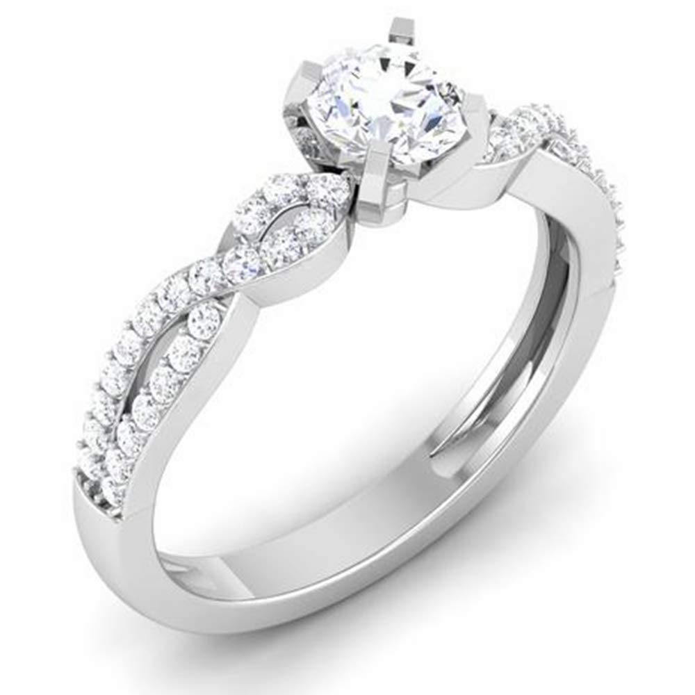 Aihpos Twisted Infinity Engagement Rings for Women Platinum Plated Silver, 1-1/4 Carat(ctw) Round Moissanite Anniversary Wedding Promise Rings (6)