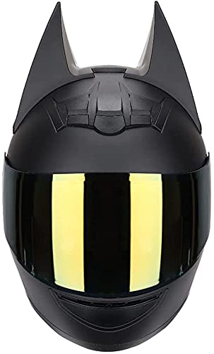 WANGFENG Girl Woman's Full Face Cat Ears Helmets with Bluetooth Headset Adult Flip Up Visors Motocross Men's Motorcycle Knight Helmet Motorbike Crash Modular ATV Helmet DOT Certified, Black