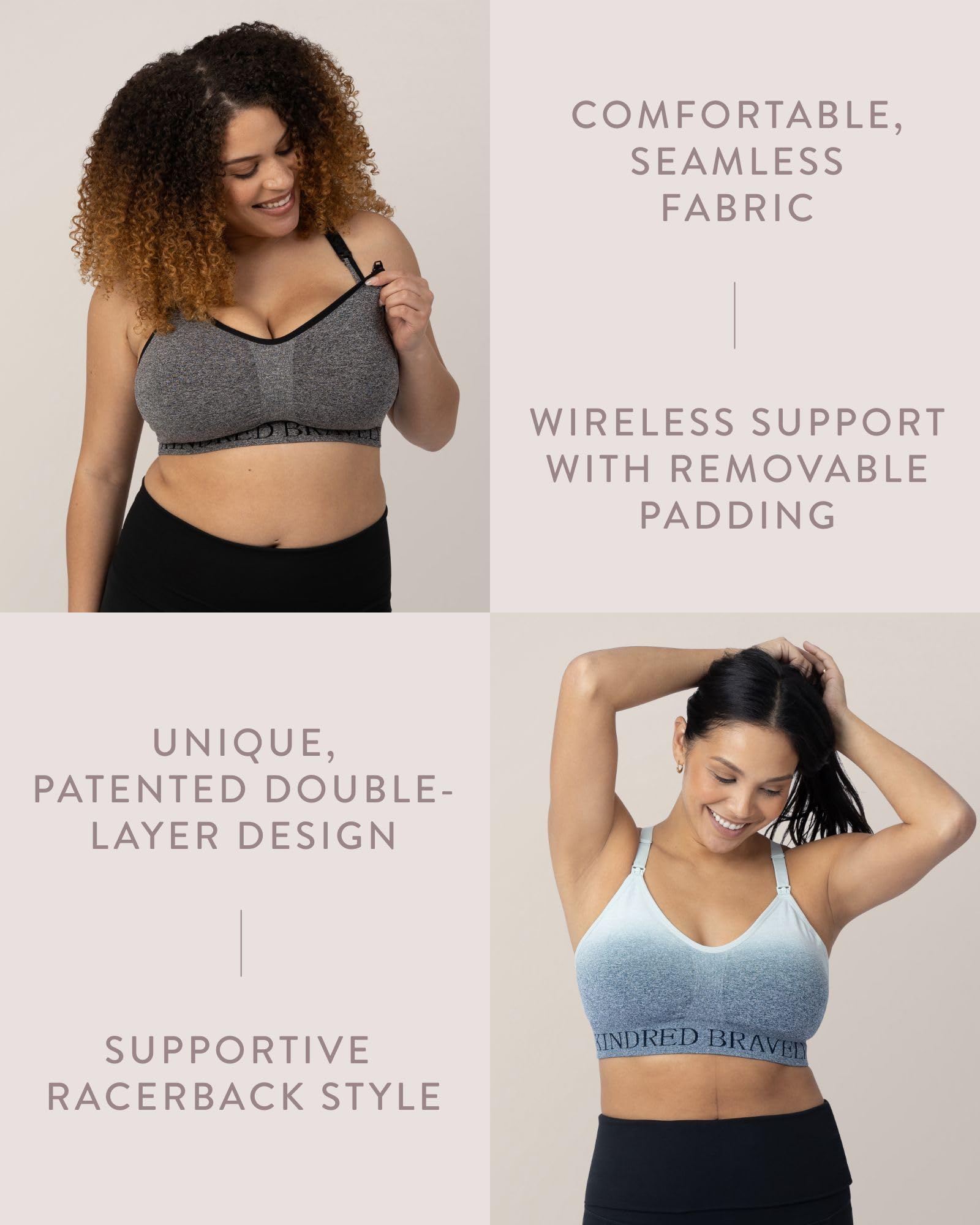 Kindred Bravely Sublime Nursing Sports Bra for Breastfeeding | Maternity Bras for Pregnancy, Nursing Bras for Breastfeeding (Grey Heather, Large)