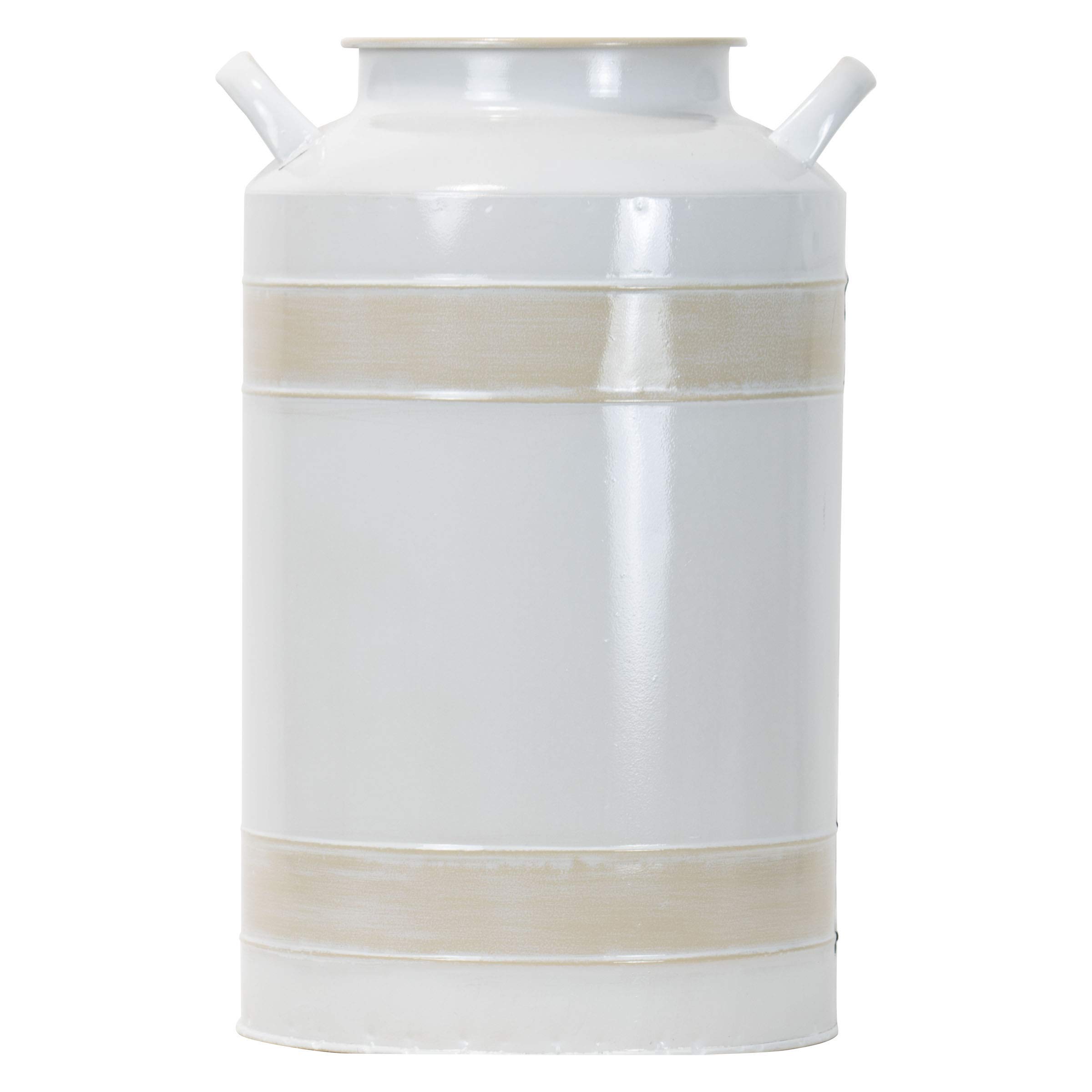 Foreside Home and Garden Antique White Large Metal Milk Jug Decorative Vase