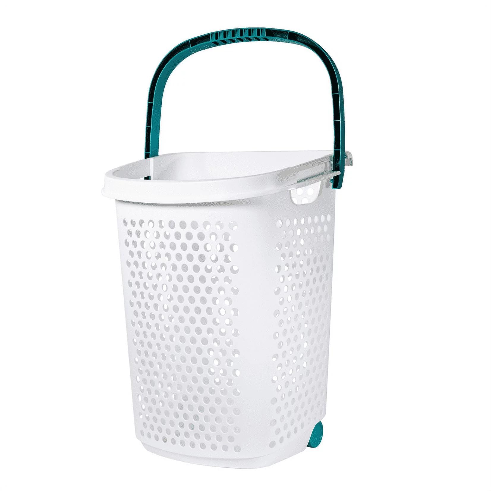 AYOYZ Wheeled Design Clothes Laundry Basket, 70.52 Liter Capacity,2 Bushel Rolling Plastic Laundry Hamper with Pop-up Handle, White