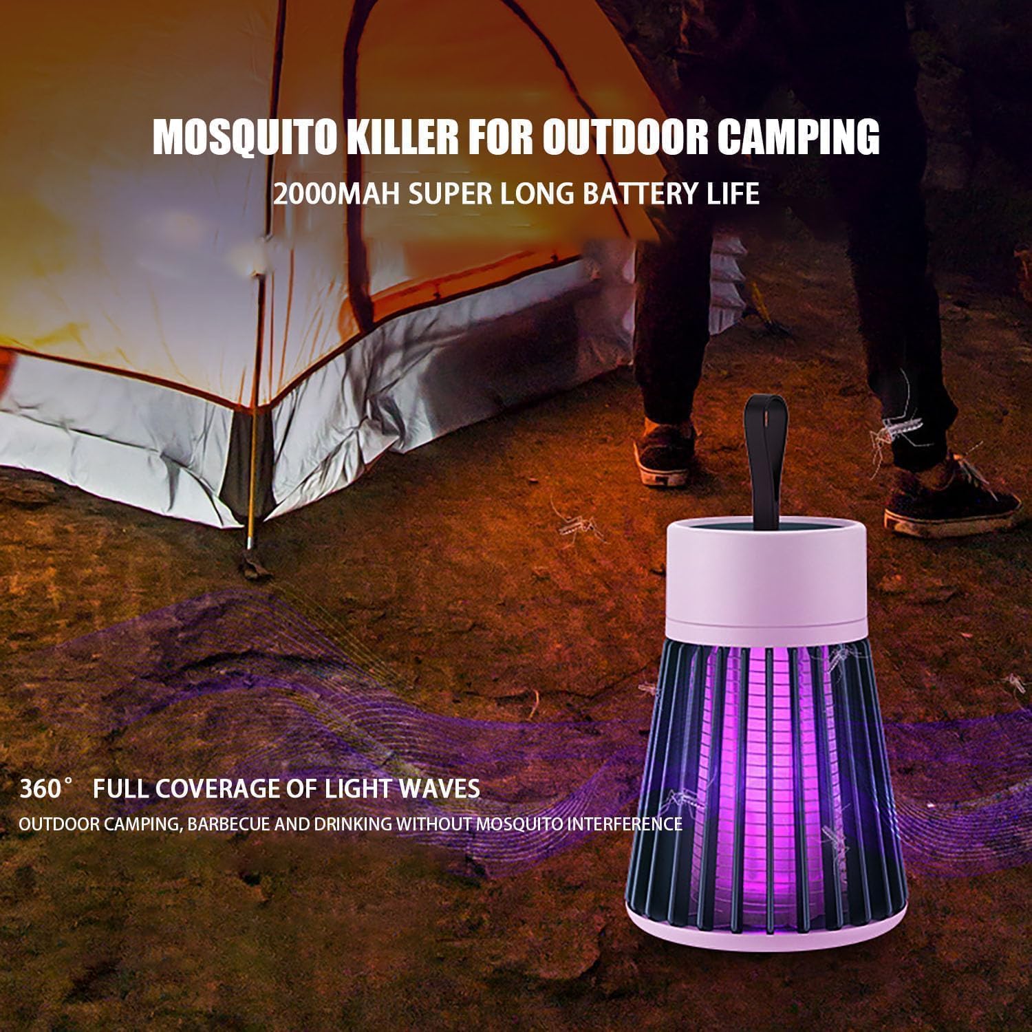 Blarie 4 Pcs Ozzie Mozzie Pro Zapper 2024 Portable Lamp for Camping, Indoors & Outdoors, High Capacity, Integrated Light, Effective Around You
