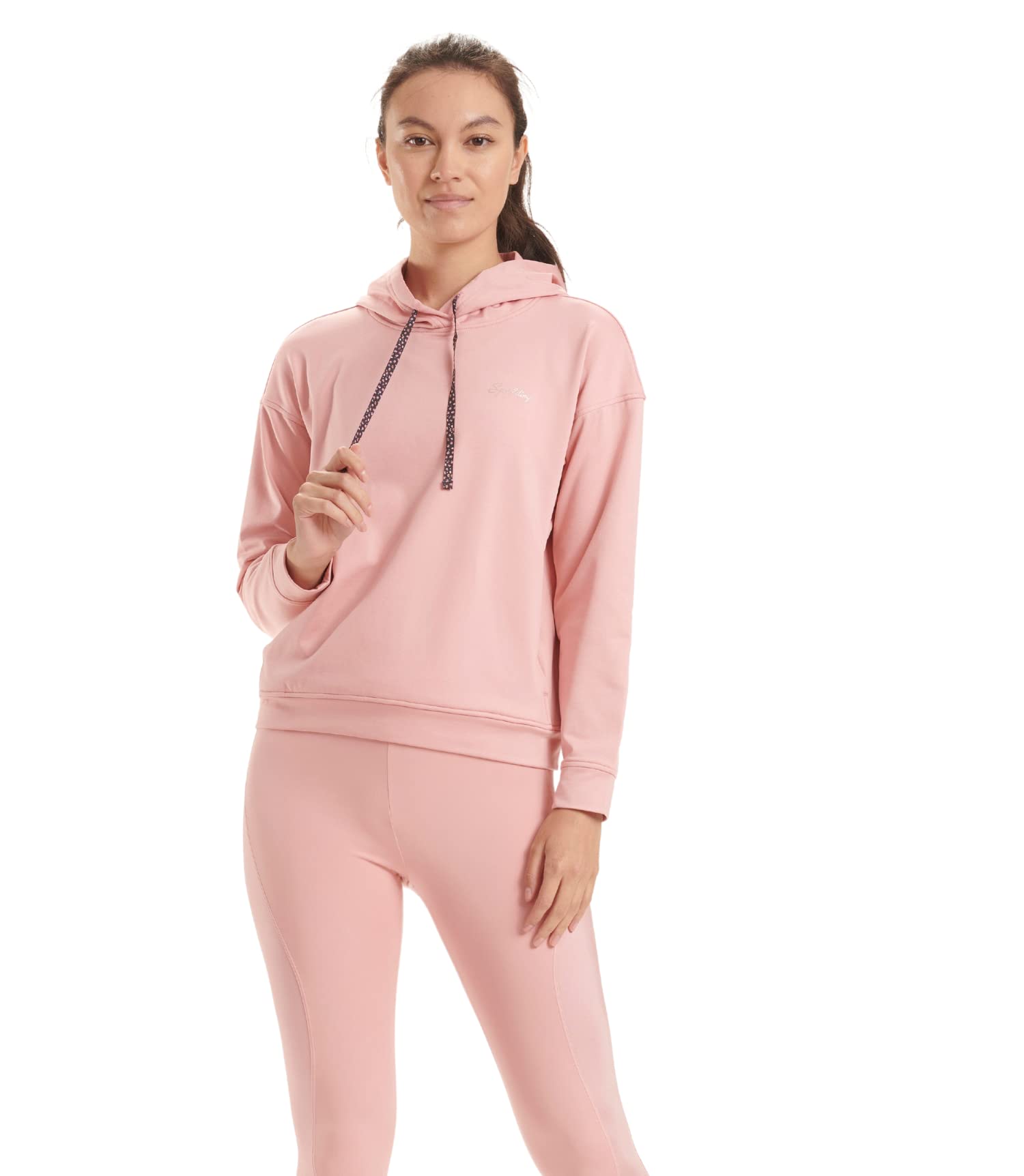 Spalding Women's Activewear Heritage Blocked Hoodie Sweatshirt Red Plum