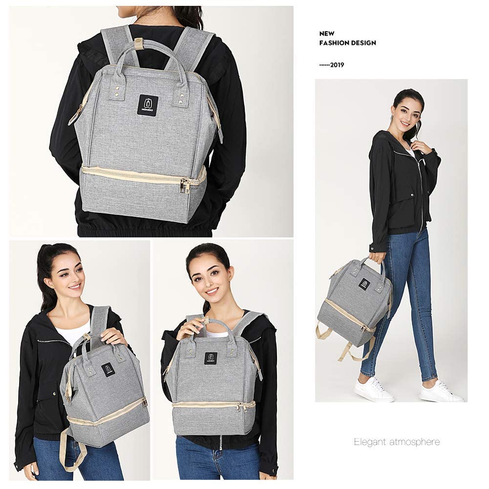 Breast pump bag with Cooler Layer, 3pcs Diaper Bag Baby Cooler & Wet Dry Bag Pouch Set - Grey Color Diaper Bag Cooler Backpack Convenient for Mother to Working and outdoor