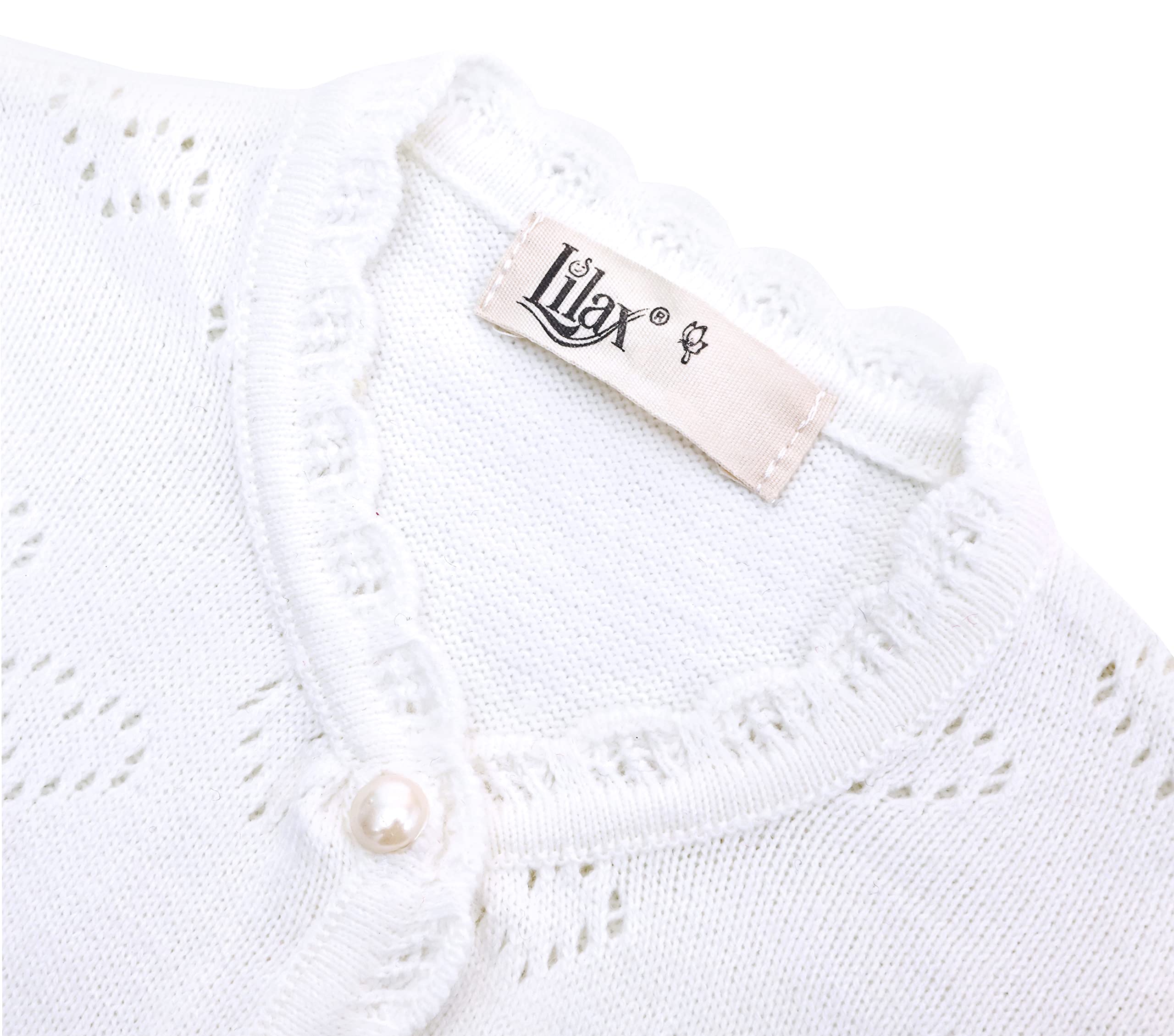 Lilax Baby Girls' Little Hearts Knit Cardigan Sweater 12M White