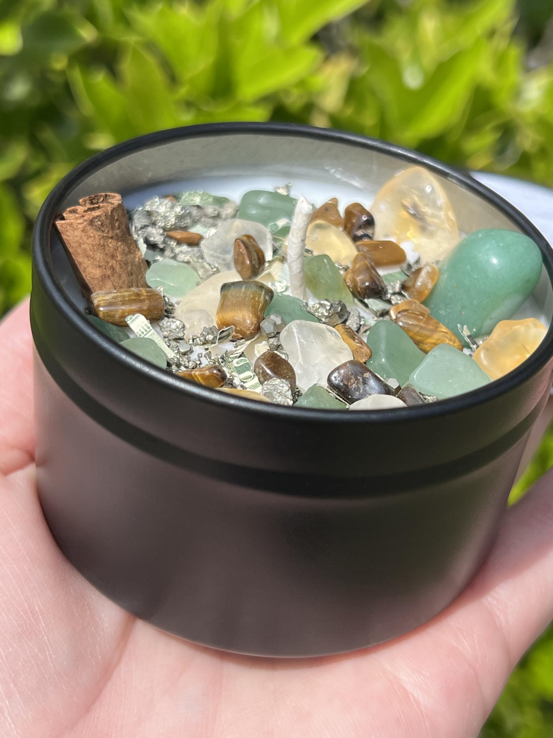 Money Magnet Manifestation Herbal Intention Candle | Ritual Altar Tool Crystal Spell Infused Scented Soy Candle Witchy Gift | Wealth Abundance Prosperity