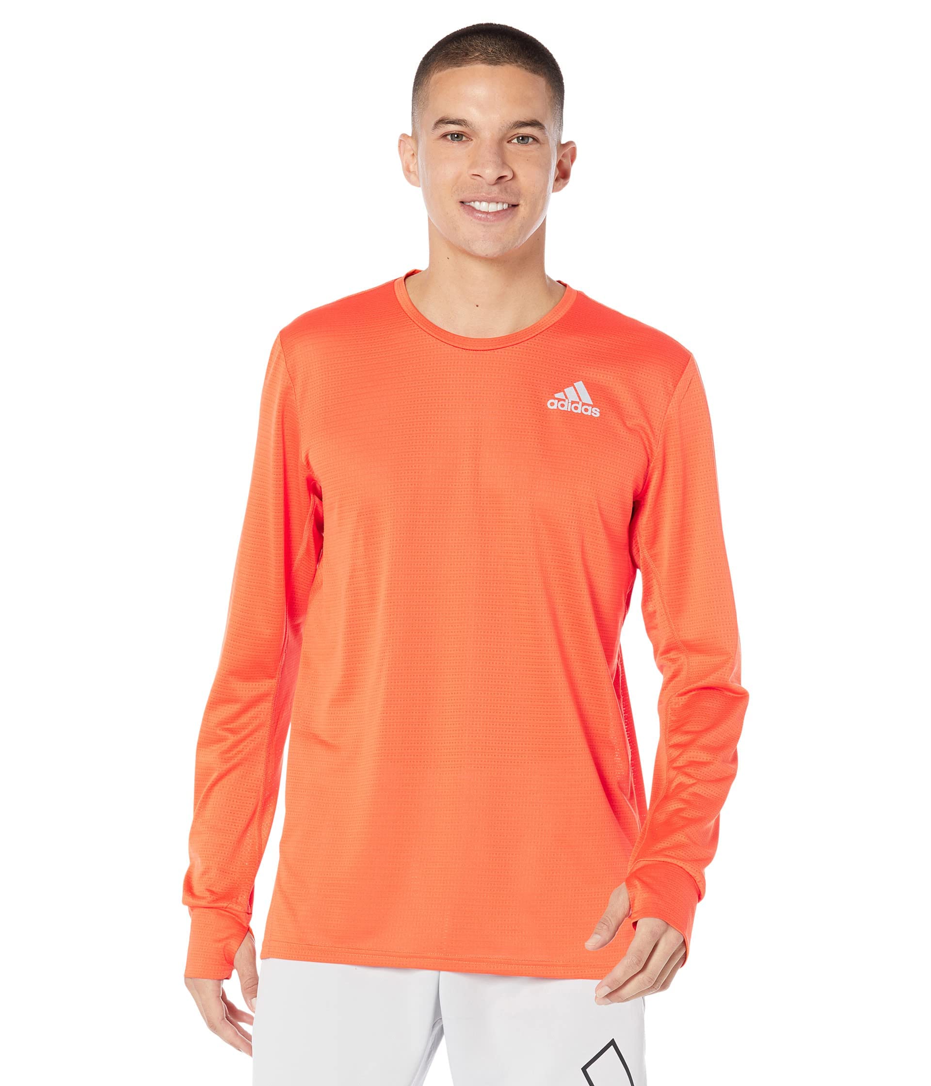 adidas Men's Own The Run Long Sleeve, Semi Impact Orange/Reflective Silver, X-Large