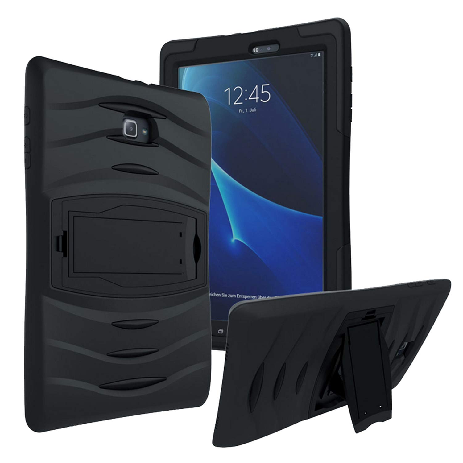 KIQ Armor Series for Samsung Galaxy Tab E 9.6 Case Thick Protective Kickstand Case for Samsung Galaxy Tab E Case SM-T560 2015 (SM-T560/T561/T565/T567) - Black