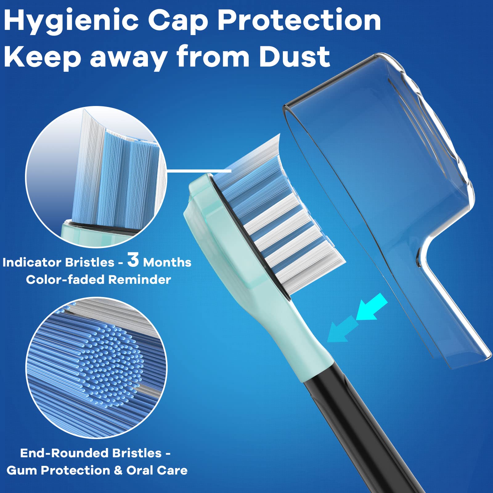 BrightDeal Replacement Heads for Philips Sonicare ProtectiveClean 4100 5100 6100 DiamondClean 9500 ExpertClean 7500 FlexCare HealthyWhite Electric Sonic Toothbrush C3 G3 W3 C2 G2 Brush, Black, 6 Pack