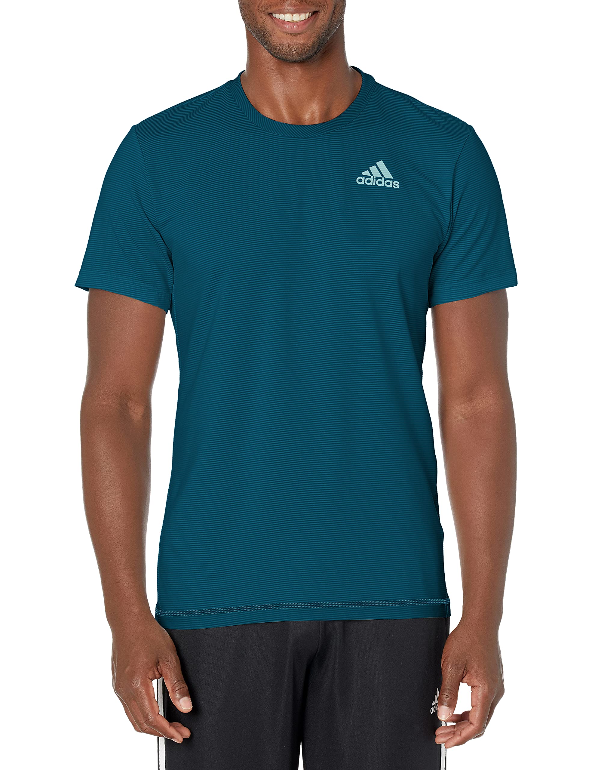 adidas Men's Parley Stripped Tee, Blue Spirit/Petrol Night, Medium