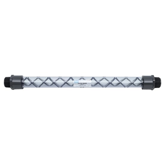 Koflo 1-40C-4-12-2 Clear PVC schedule 40 pipe mixer; 1" NPT(M), 12 elements