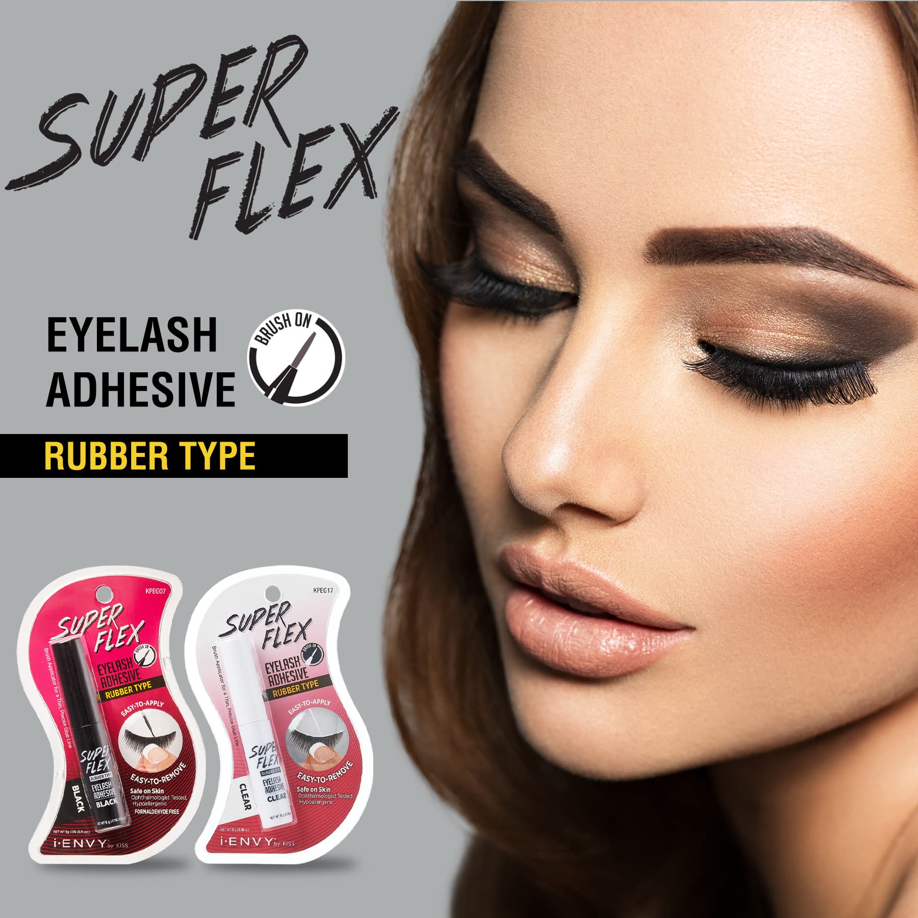 KISS i-Envy Super Flex Brush Eyelash Adhesive Rubber Type Black 0.176 oz KPEG07