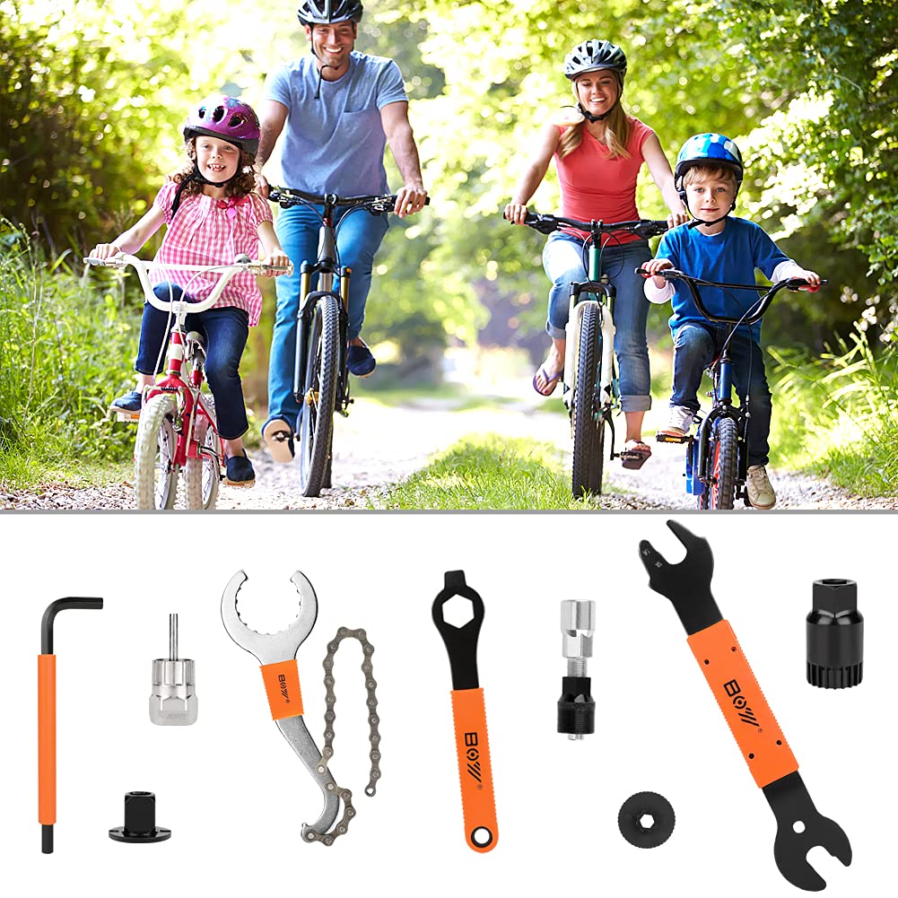 ACETOP Bike Tool kit, Including Bicycle Crank Removal Tool + 3 in 1 Bike Cassette Removal Tool + Bottom Bracket Remover + Rotor Lockring Removal Tool + Bike Pedal Wrench, Practical Repair Tool