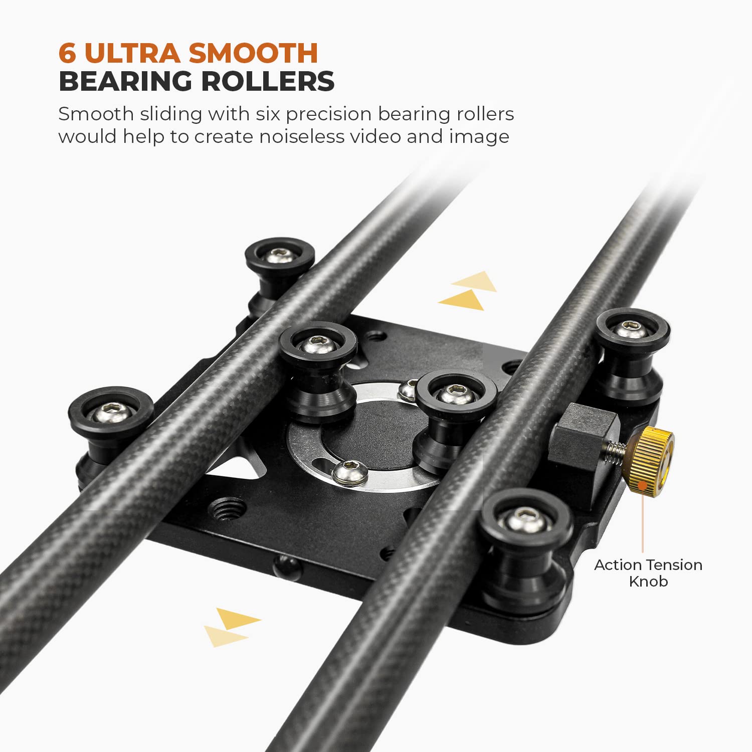 LimoStudio (Upgraded) 47 in Carbon Fiber Camera Slider / 120cm Dolly Track Rail, Smooth Bearing Stabilizer, Height Adjustable, Spirit Level, AGG1982