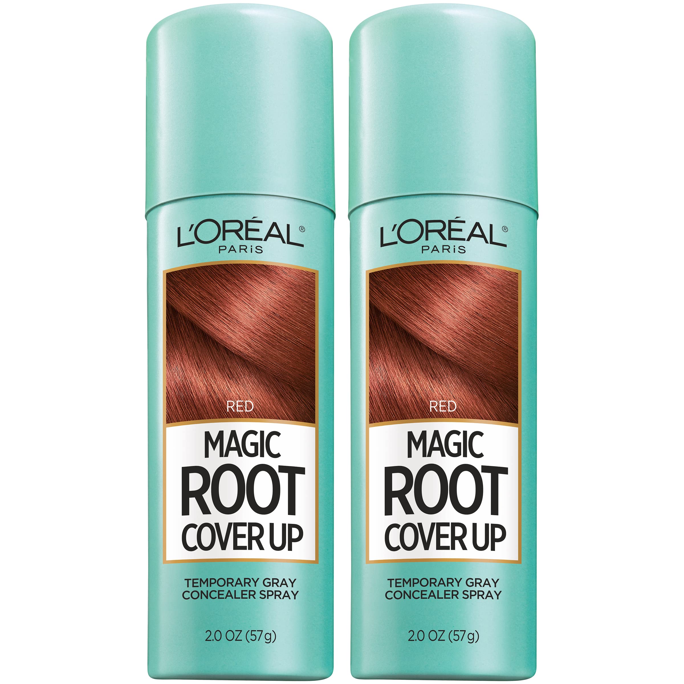 L'Oreal Paris Root Cover Up Temporary Gray Concealer Spray, Hair Color Spray with Filling & Thickening Coverage, Red, Pack of 2, Packaging May Vary