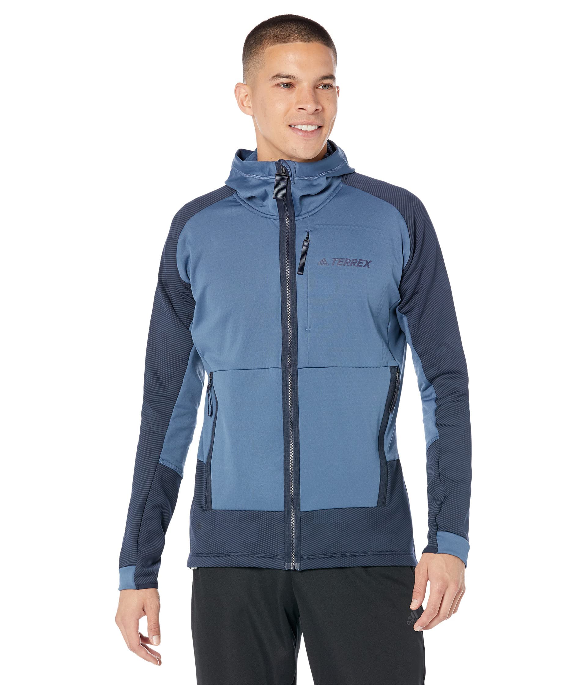 adidas TERREX Tech Fleece Hooded Hiking Fleece Jacket Men's, Blue, Size M