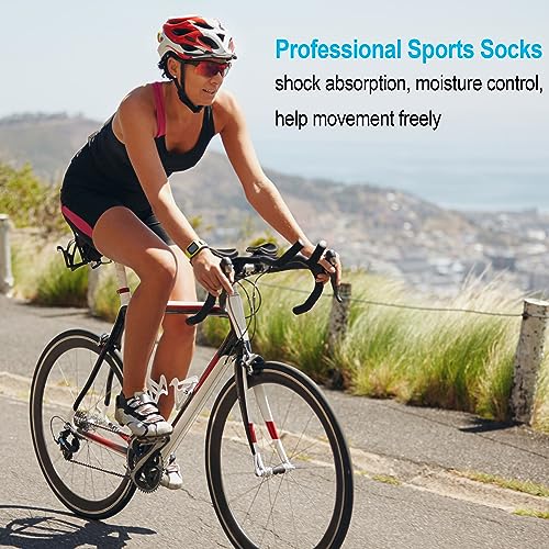 Ankle Socks Womens Athletic Running Low Cut Compression No Show Cushioned Socks 5-Pairs Black