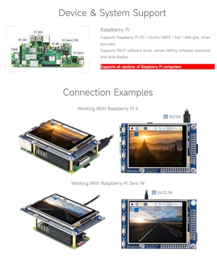 Waveshare 2.8inch Resistive Touch Screen TFT LCD, Compatible with Raspberry Pi 5/4B/3B/Zero/Zero W/Zero 2W/Pico/Pico W/Pico WH, 320x240 Resolution