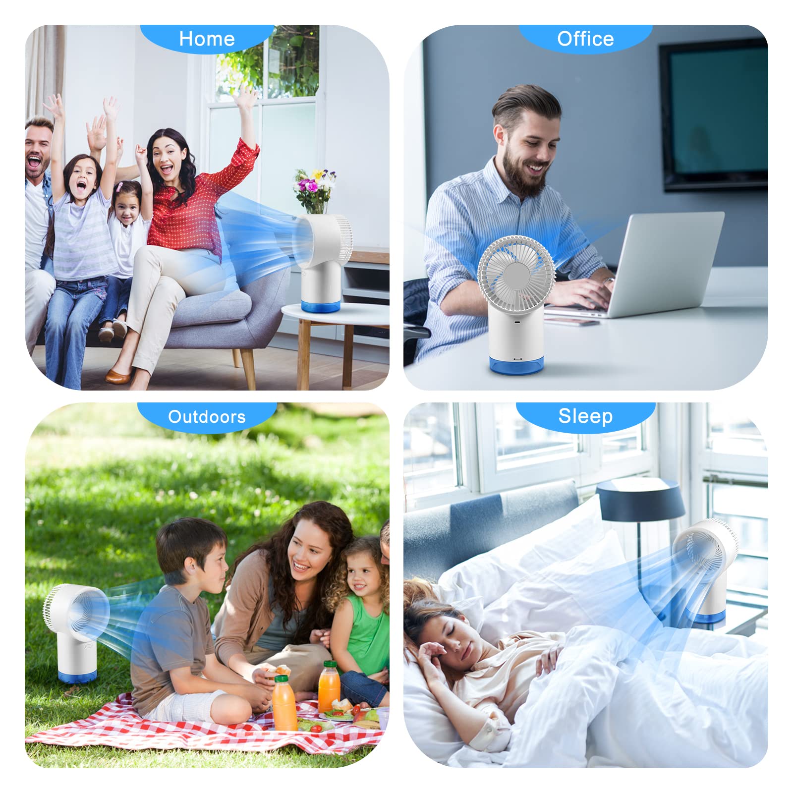 Ankuwa Personal Air Cooler, 3 in 1 Personal Desktop Cooling Fan 3 Speeds, Evaporative Portable Air Conditioner with 400ml Water ‎365-B 0