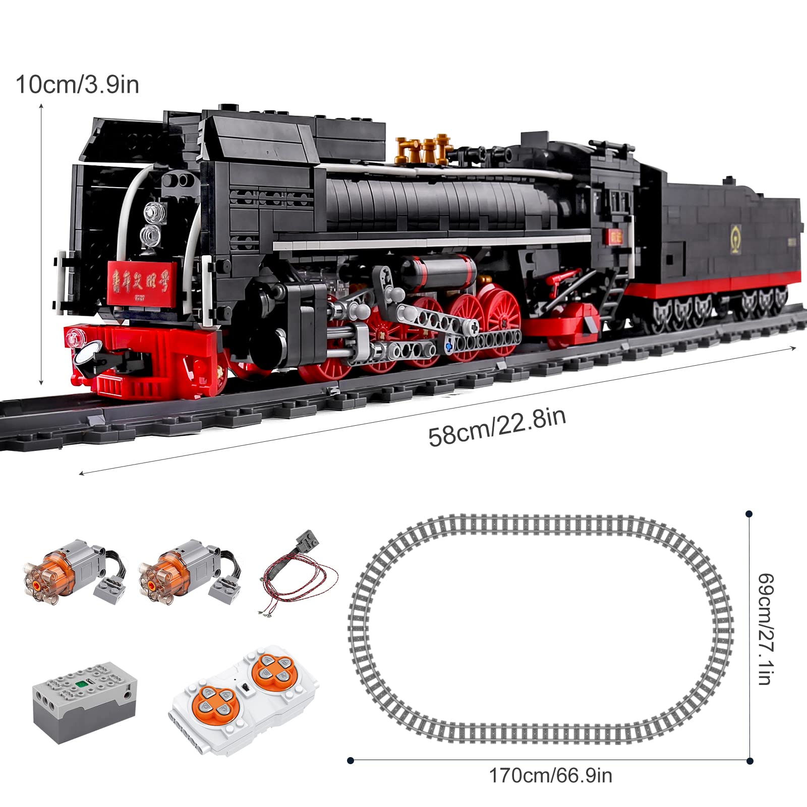 Mould King Train Building Kits for Boys, 1511 Pieces Building Blocks Sets Steam Locomotives Train Toys, Remote Control Train with Motors and Tracks, Learning Construction Toys for Kids