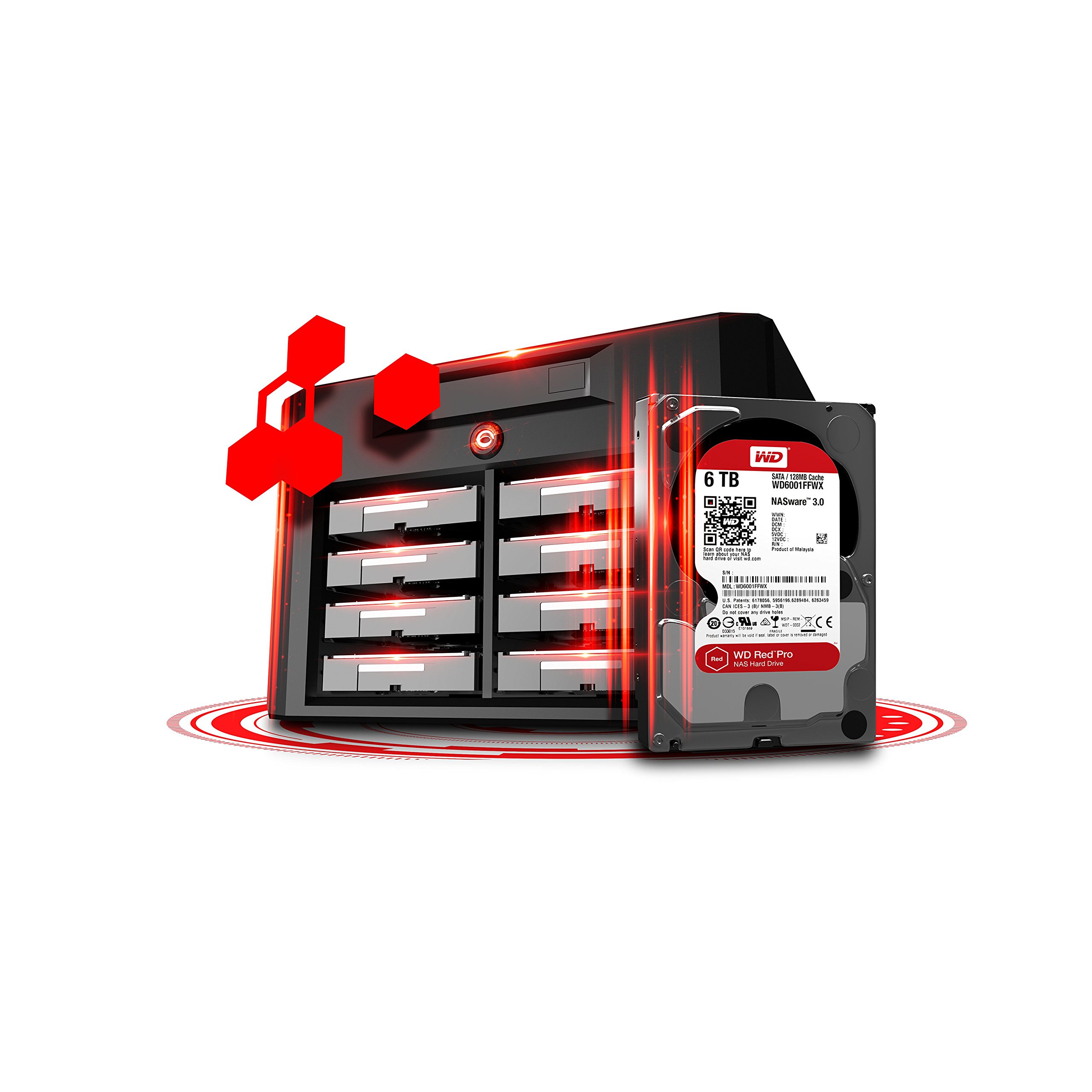 WD Red Pro 6TB 3.5-Inch SATA III 7200rpm 128MB Cache NAS Internal Hard Drive (WD6002FFWX)
