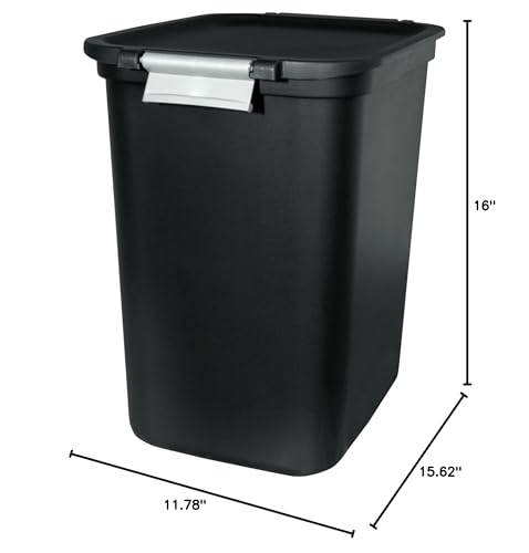 AYOYZ 7.7 Gallon Trash Can, Plastic Hinged Locking Lid Kitchen Trash Can, Black