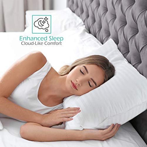 Nestl Bed Pillows for Sleeping - Down Alternative Sleep Pillows Standard Size Set of 2-100% Cotton Pillow with Polyester Fiber Filling - Soft and Fluffy Pillow 20 x 26 Inches