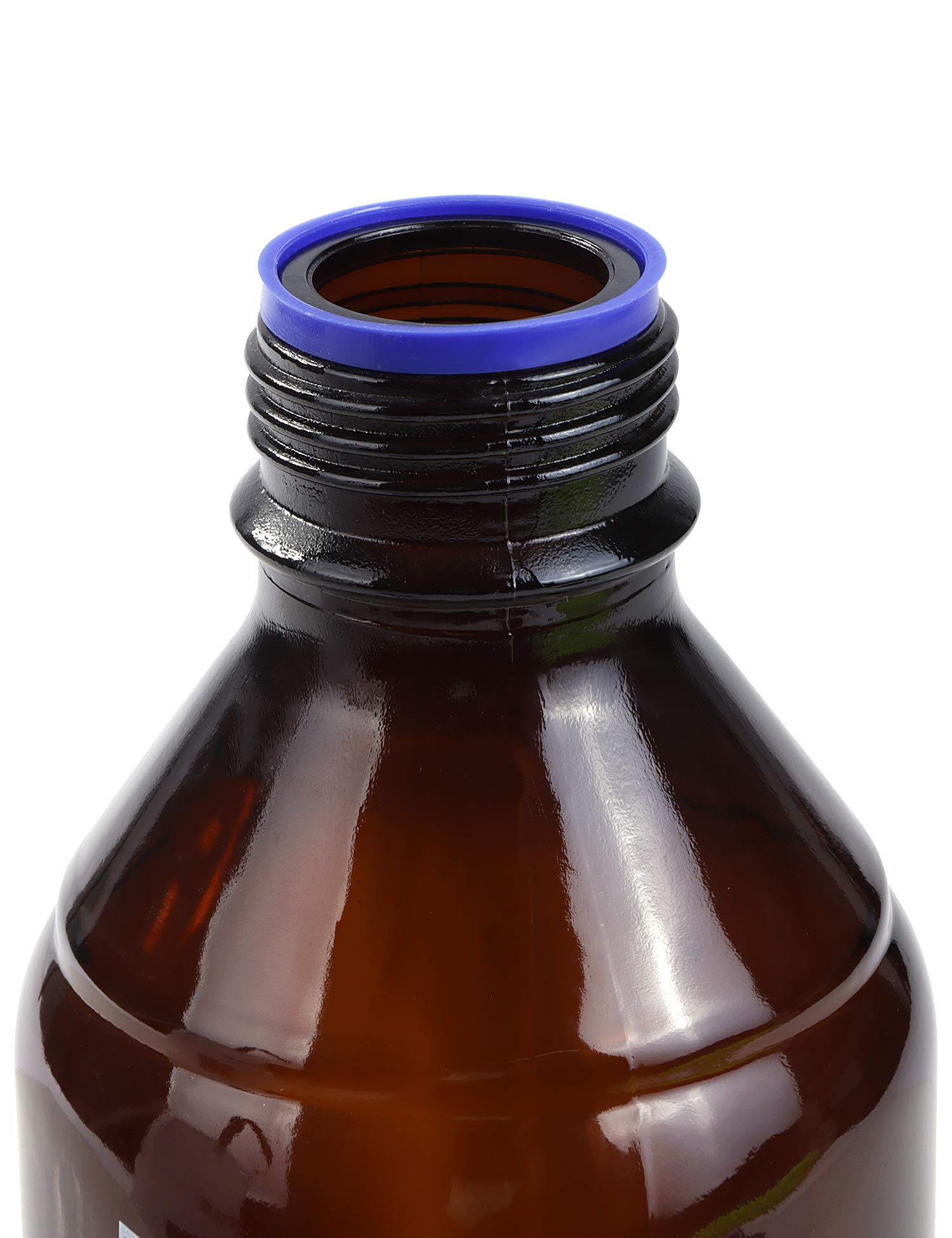 Moonetto 4 Pack 1000ml Amber Brown Glass Graduated Round Lab Bottles Autoclavable Reagent Media Storage Bottle With GL45 Blue Screw Cap
