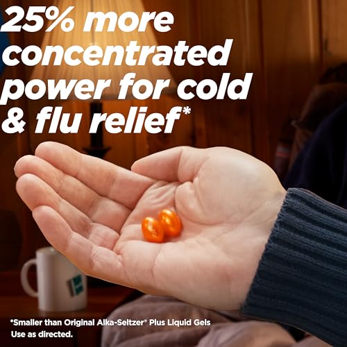 Alka-Seltzer Plus Power Max Cold and Flu Medicine, Day+Night, - Maximum Strength (Per 4 Hour Dose) Relief Cold and Flu Medicine for Adults and Children 12 Years and Older, 24 Count, Packaging May Vary