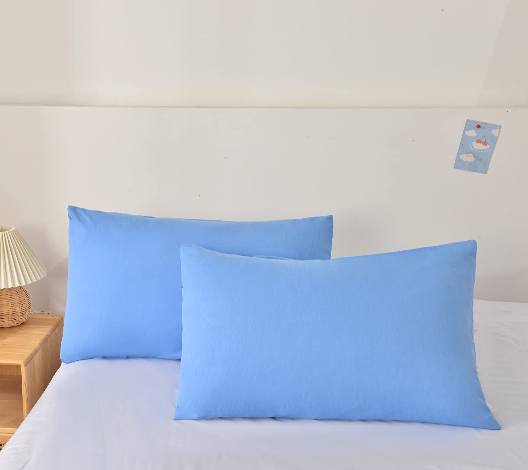 Colourful Snail 100-Percent Natural Washed Cotton Duvet Cover Set, Ultra Soft and Easy Care, Zipper Closure, Corner Ties, Simple Bedding Style, King, Blue (Comforter Not Included)