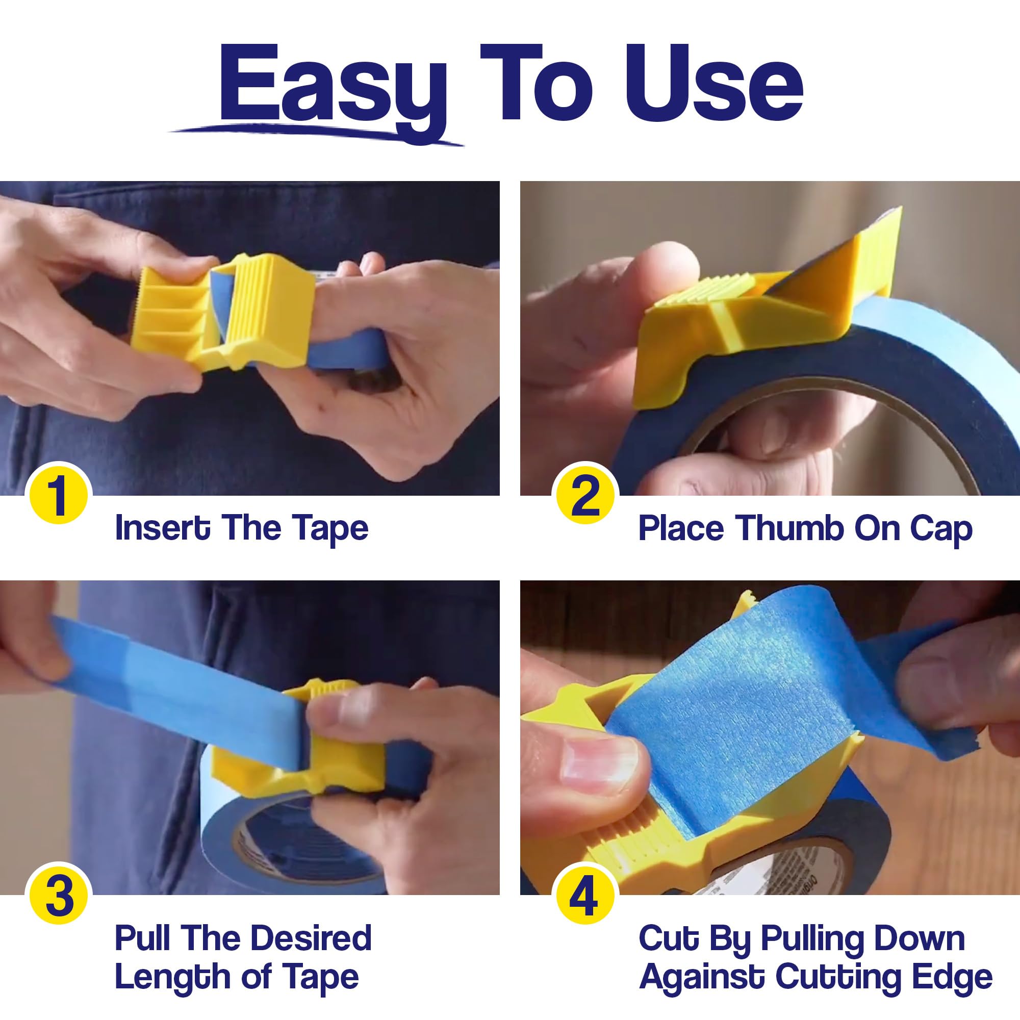 Foampro 149 Tape Cap Compact Tape Dispenser, 3-Pack for 1”, 1 1/2” and 2” Masking and Painter’s Tape | DIY Painting Accessories | Tape Corners, Create Labels, Arts & Crafts Projects & More!