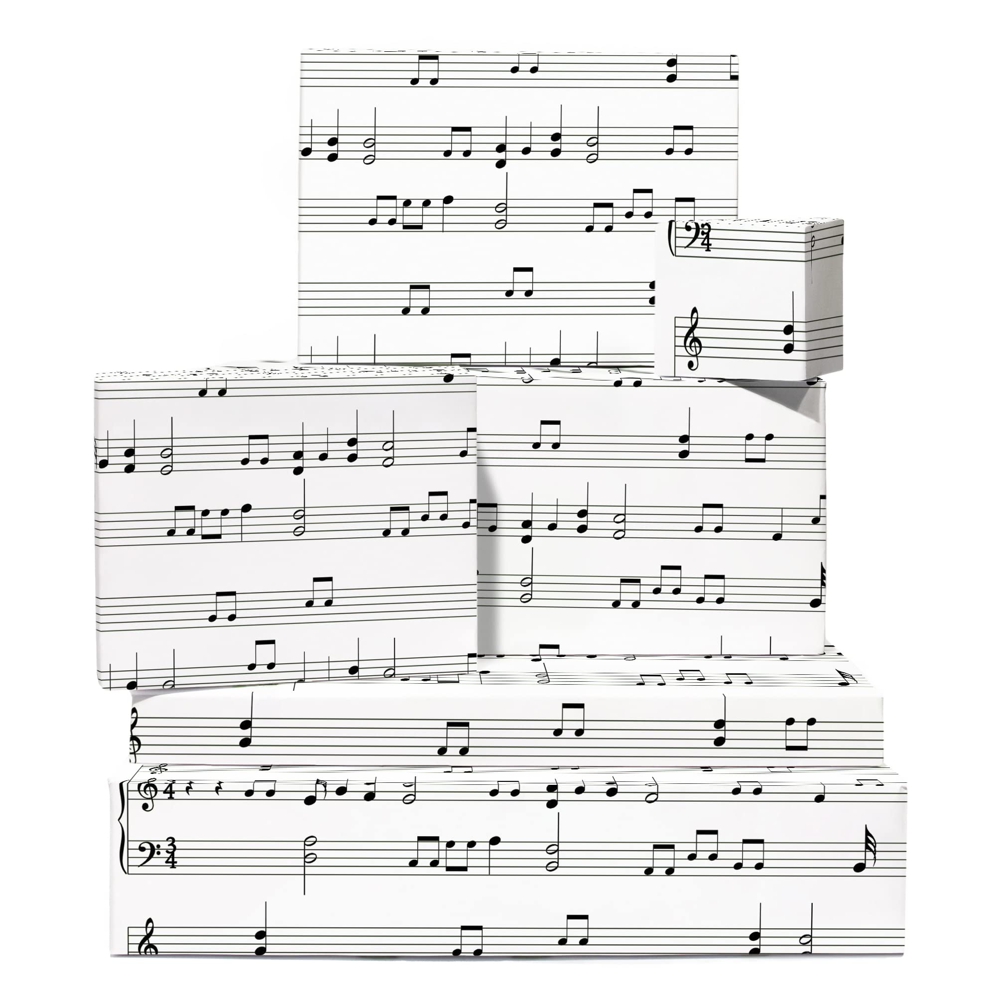 CENTRAL 23 White Wrapping Paper - 6 Sheets of Gift Wrap and Tags - Musical Notes - Music - Birthday Wrapping Paper for Men Women - Comes with Fun Stickers - Recyclable