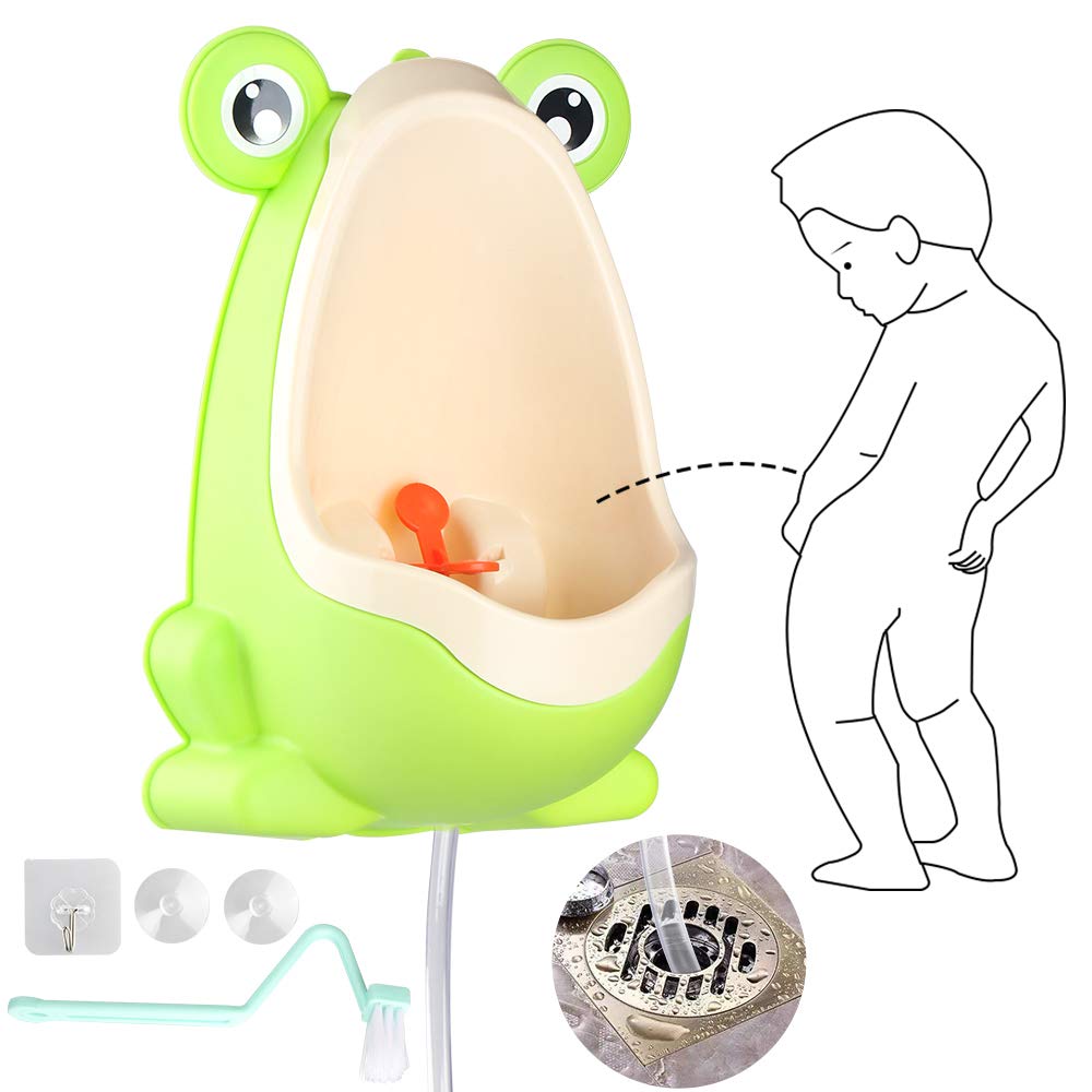 New Cute Frog Potty Training Urinal with Drain Tube for Boys, Tomorotec Kids Urinal Trainer with Funny Aiming Target
