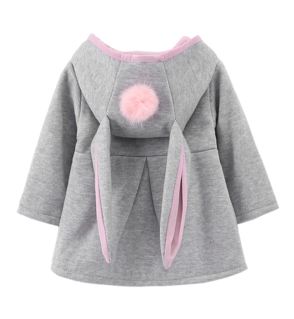 Urtrend Baby Girl's Toddler Winter Coat Jacket Outerwear Ears Hoodie(Tag 12,Gray)