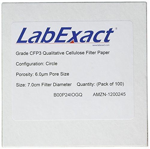 LabExact 1200061 Grade CFP3 Qualitative Cellulose Filter Paper, 6.0µm, 7.0cm (Pack of 100)