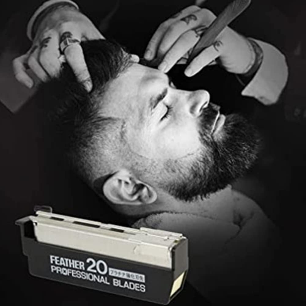 TULGIGS Barber Razor Straight Blade Razor Kamisori Razor with Replaceable with Pack of 20 Blades,Made in Korea