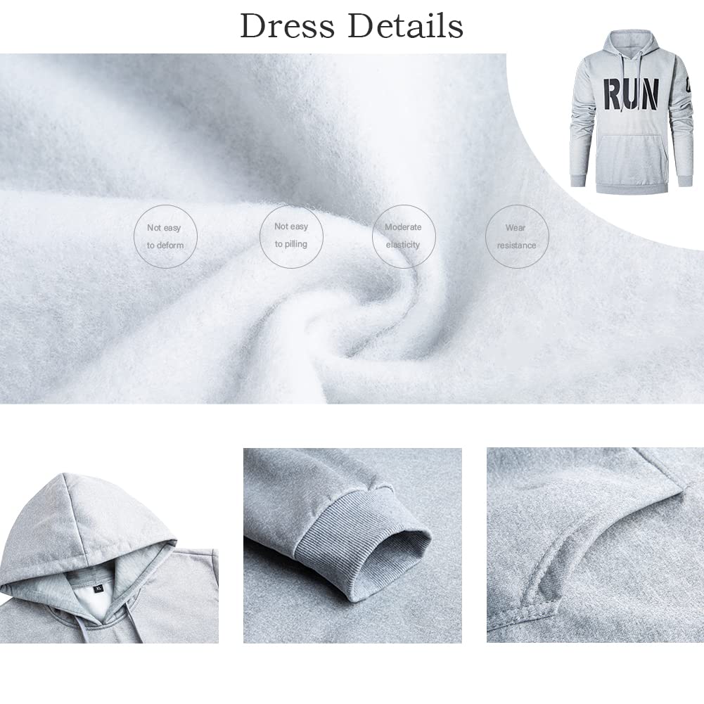 ANNANONER Men's Hoodie And Sweatpants Set Running Jogging Athletic Sports Suits A03 Gray L