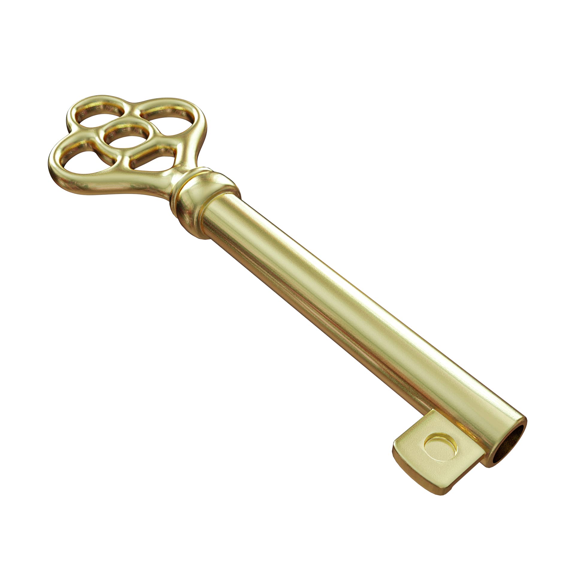 NATIKON KY-3AB Brass Plated Hollow Barrel Skeleton Key for Antique, Vintage and Old Cabinet, Drawers Grandfather Clocks (1)