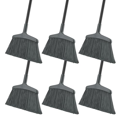 Libman Commercial 1115 Wide Commercial Angle Broom, Steel Handle, 15" Wide, Black Handle (Pack of 6)