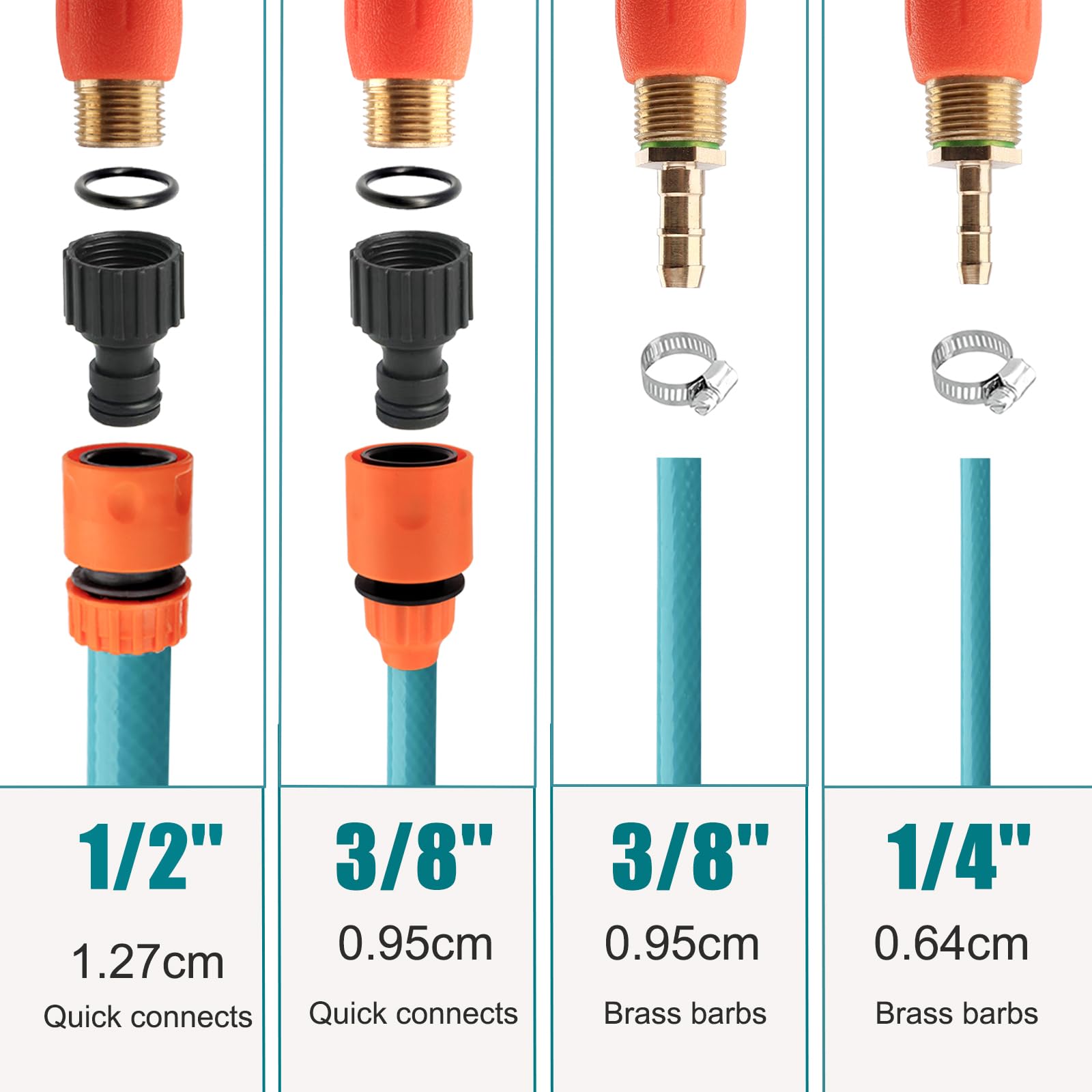All Metal 29 Inches Sprayer Wand,Suitable for 1/2" & 3/8" Hose Quick Connectors, 1/4" & 3/8" Brass Barb Sprayer Wand Replacement Built-in Shut Valve Stainless Steel Spray Wand, w/Hose Connector