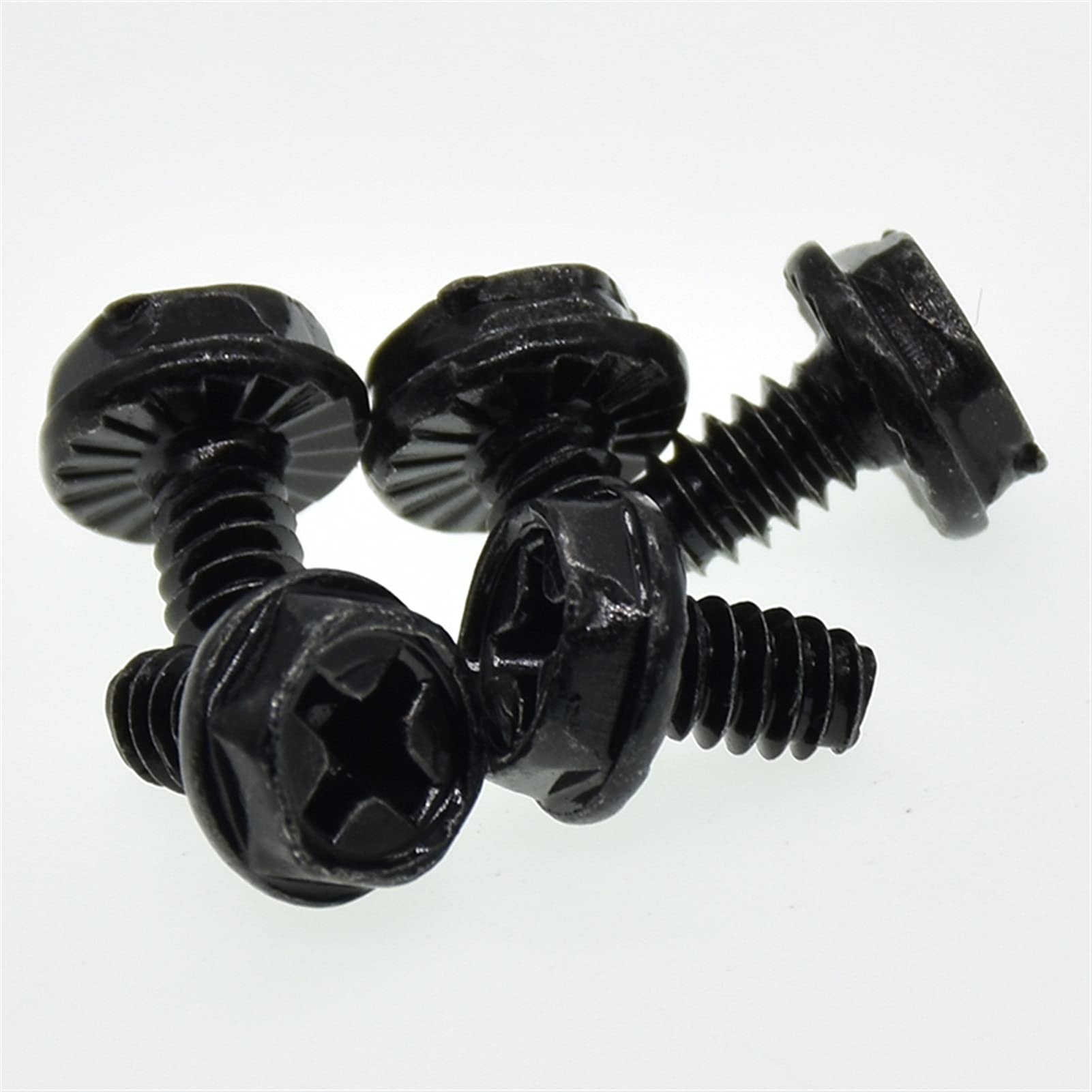AGOUNOD Screw 50Pcs 6-32 * 6 Thread Teeth Outside Hex Computer PC Case Cooling Fan Toolless Adjustment Screw Thumbscrews Thumb Screw (Color : Black)