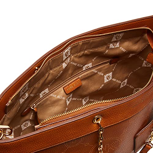 Anne Klein Large Tote with perf Ring Logo, Ginger Biscuit/Ginger Biscuit