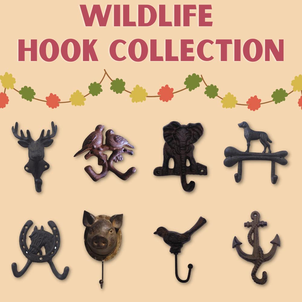 Comfy Hour Antique and Vintage Animal Collection Cast Iron Sparrow Bird Single Key Coat Hook Clothes Rack Wall Hanger, Heavy Duty Recycled Gift Idea