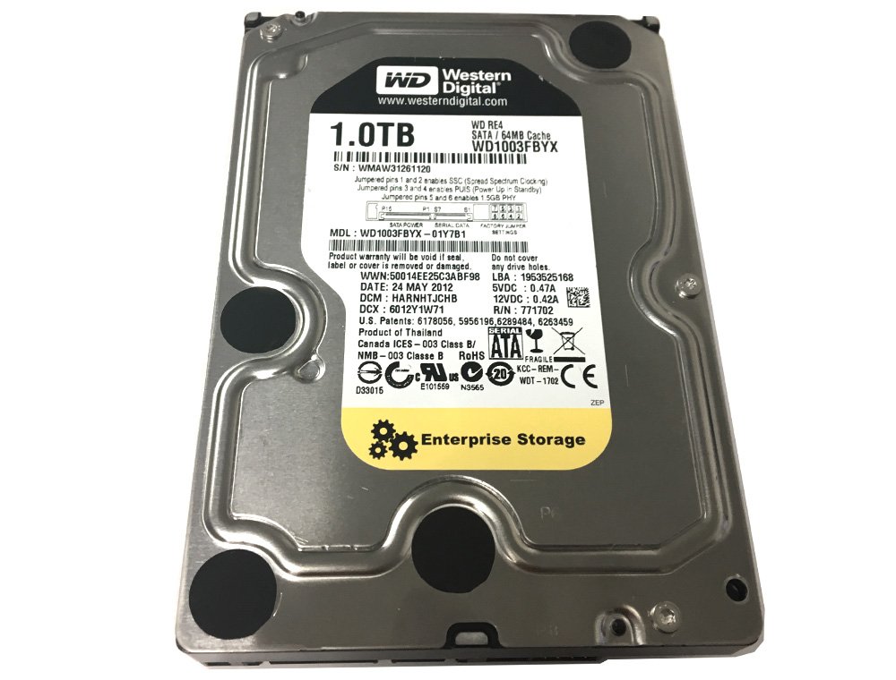 Western Digital RE4 WD1003FBYX 1TB 7200RPM 64MB Cache SATA 3.0Gb/s 3.5in (Enterprise Grade) Internal Hard Drive - [Renewed] w/ 1 Year Warranty