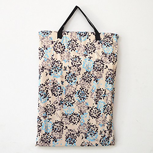 Large Hanging Wet/Dry Cloth Diaper Pail Bag for Reusable Diapers or Laundry (Silver Foliage)
