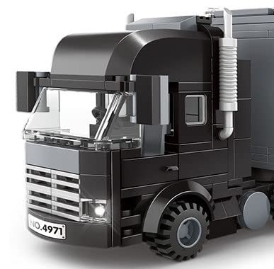 General Jim's Black Semi Truck Building Blocks Set β 231mm Highly Detailed Model - Realistic Black Cab, Gray and Yellow Trailer, Mirrors, Exhaust Stack β Perfect for Hobbyists & Train Garden Displays