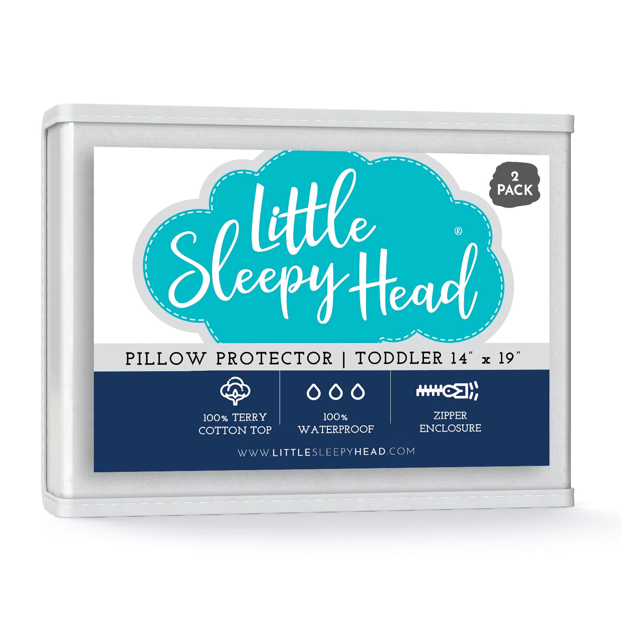 Little Sleepy Head Toddler / Travel Pillow Protectors for Pillows 13x18 and 14x19 (2-Pack)