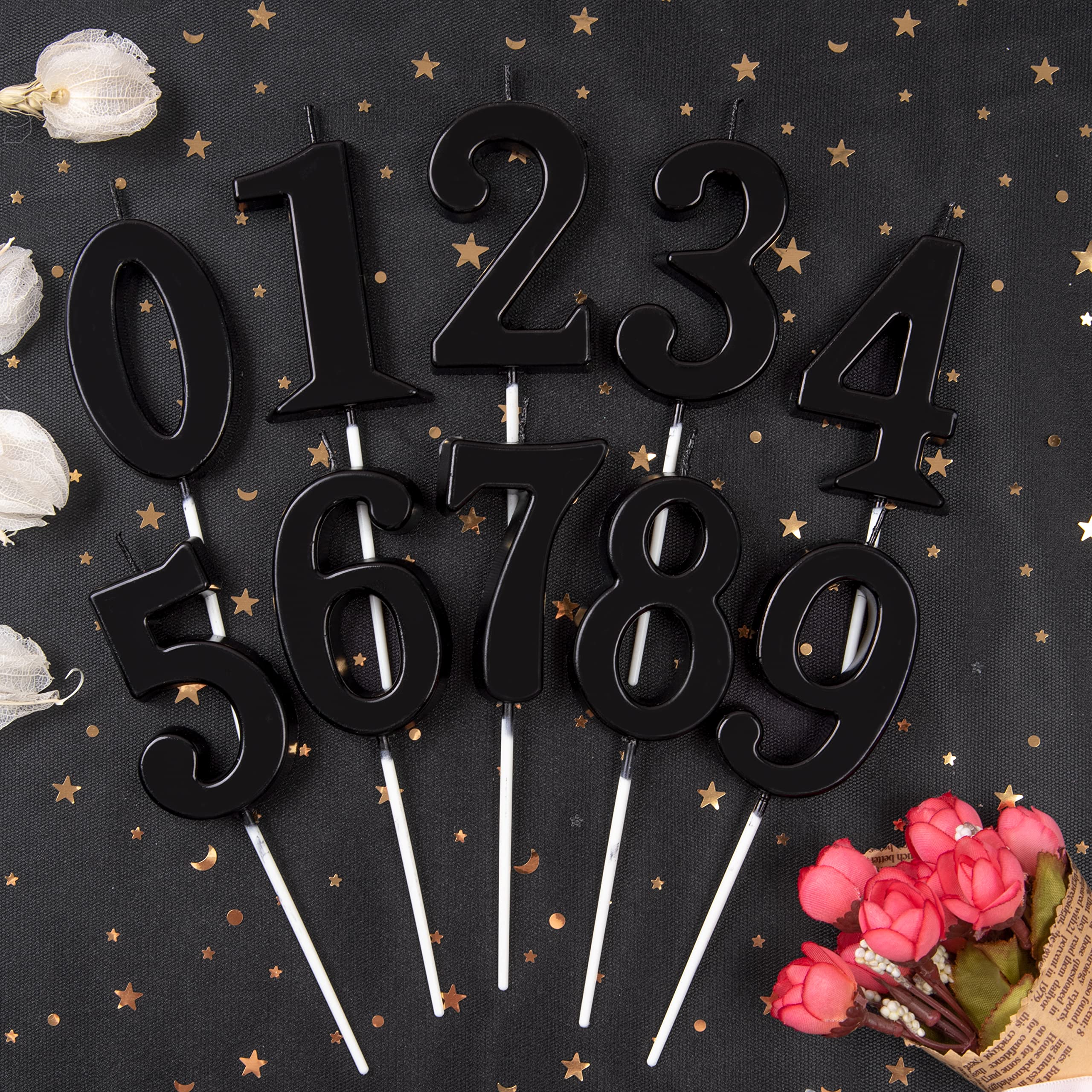 PHD CAKE 2.76 Inch Modern Black 1 Number Birthday Candles, Black Number Candles, Cake Number Candles, Party Celebration